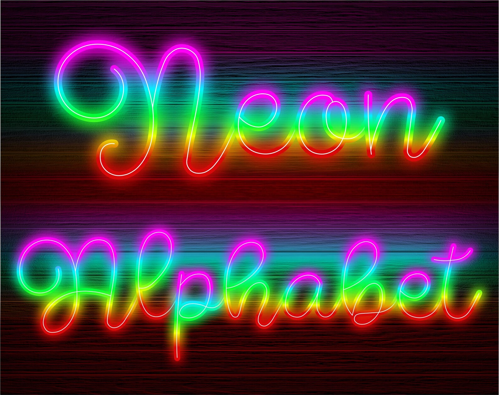 Neon Glow Effect Alphabet PNG Clip Art Letters Script Font Instant ...