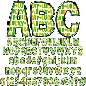St Patrick's Day Letters PNG, Shamrock Alphabet, Alpha Doodle, St Paddy ...