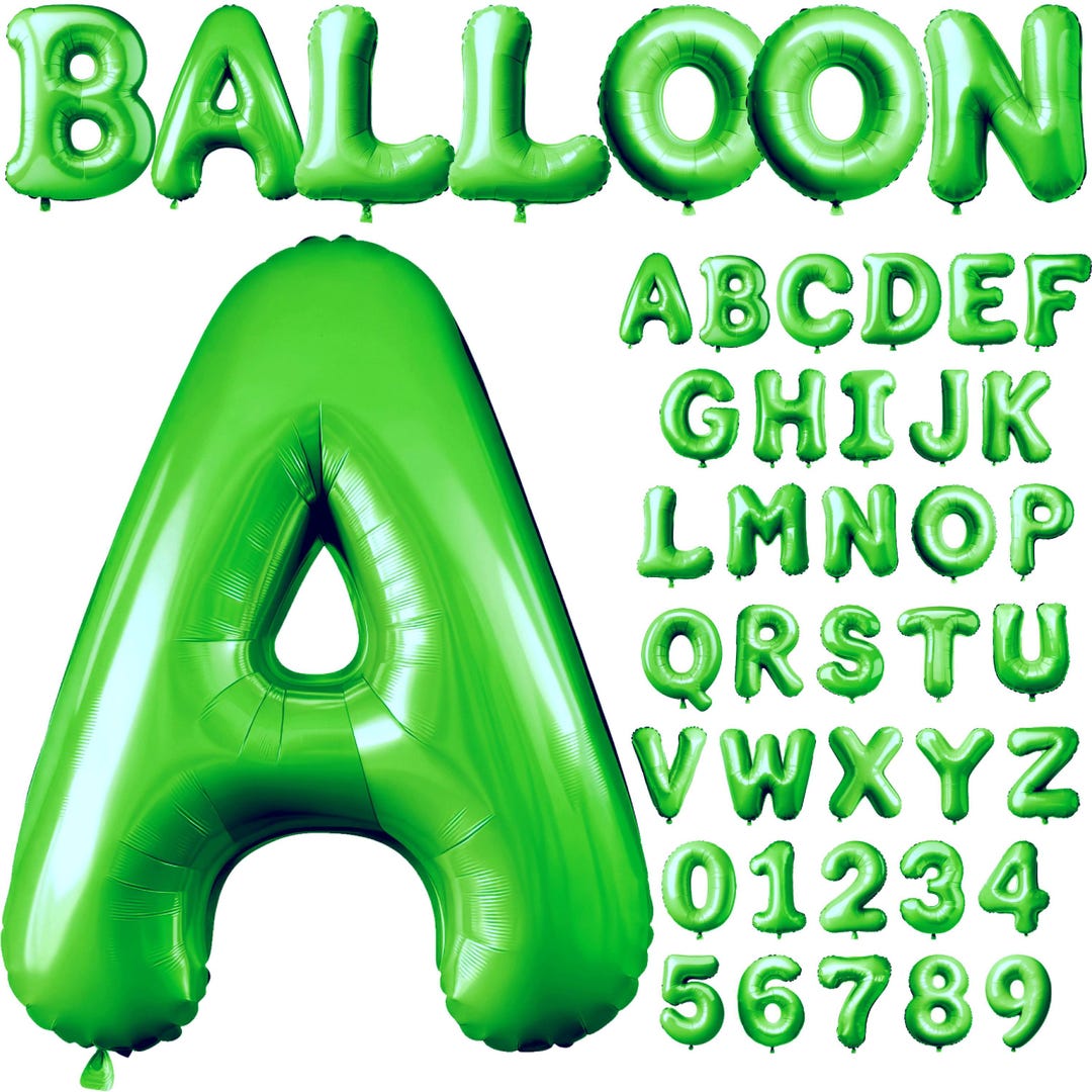 Green Balloon PNG Letters, Transparent Background, Balloon Alphabet ...