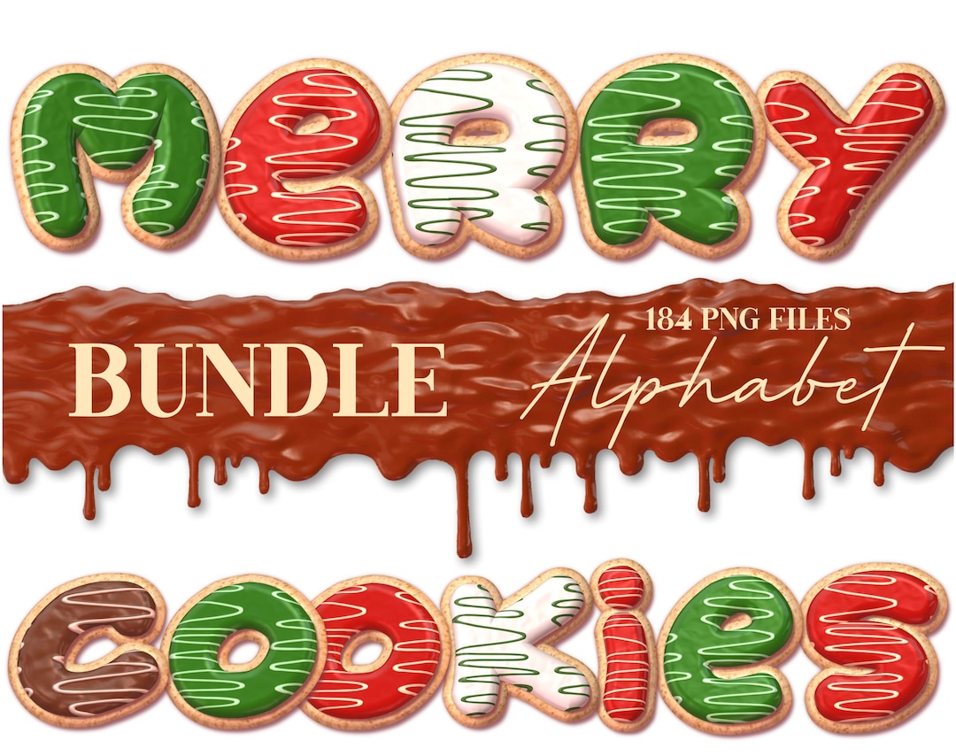 BUNDLE Christmas Cookie 3D Letters PNG, Cookies Alphabet, Candy Letters ...