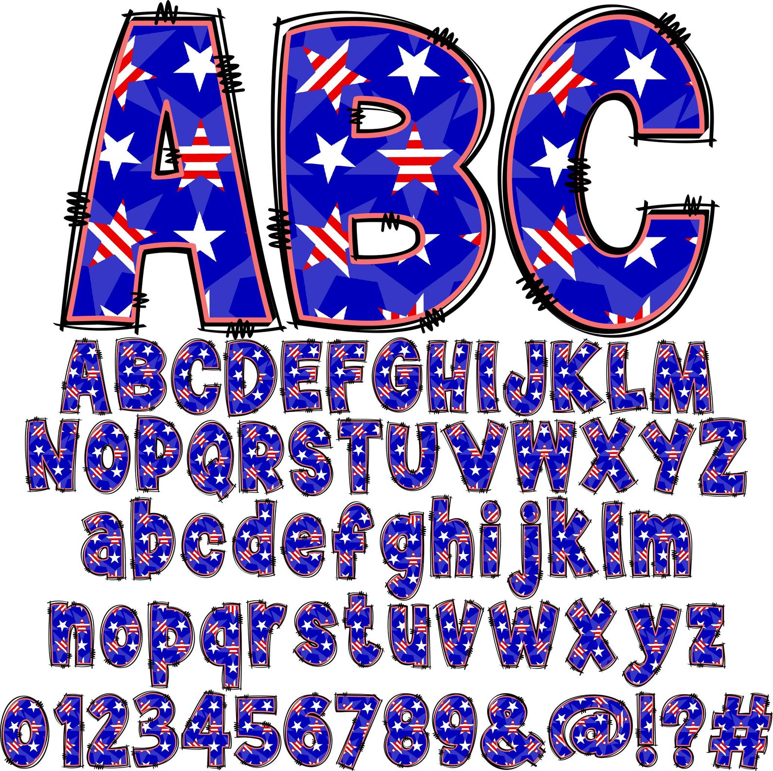 BUNDLE Patriotic Alphabet PNG 4th of July Independence Day - Etsy