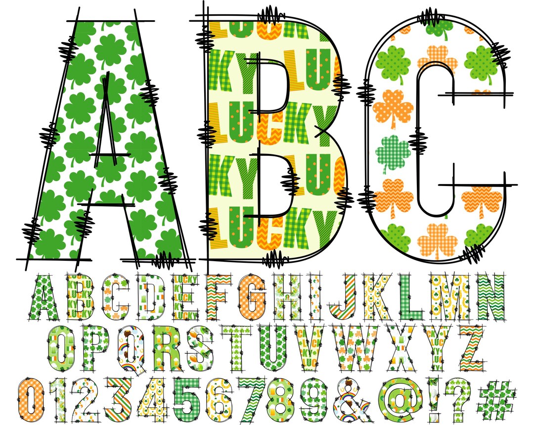 St Patrick's Day Letters PNG, Shamrock Alphabet Clip Art, Doodle Irish ...