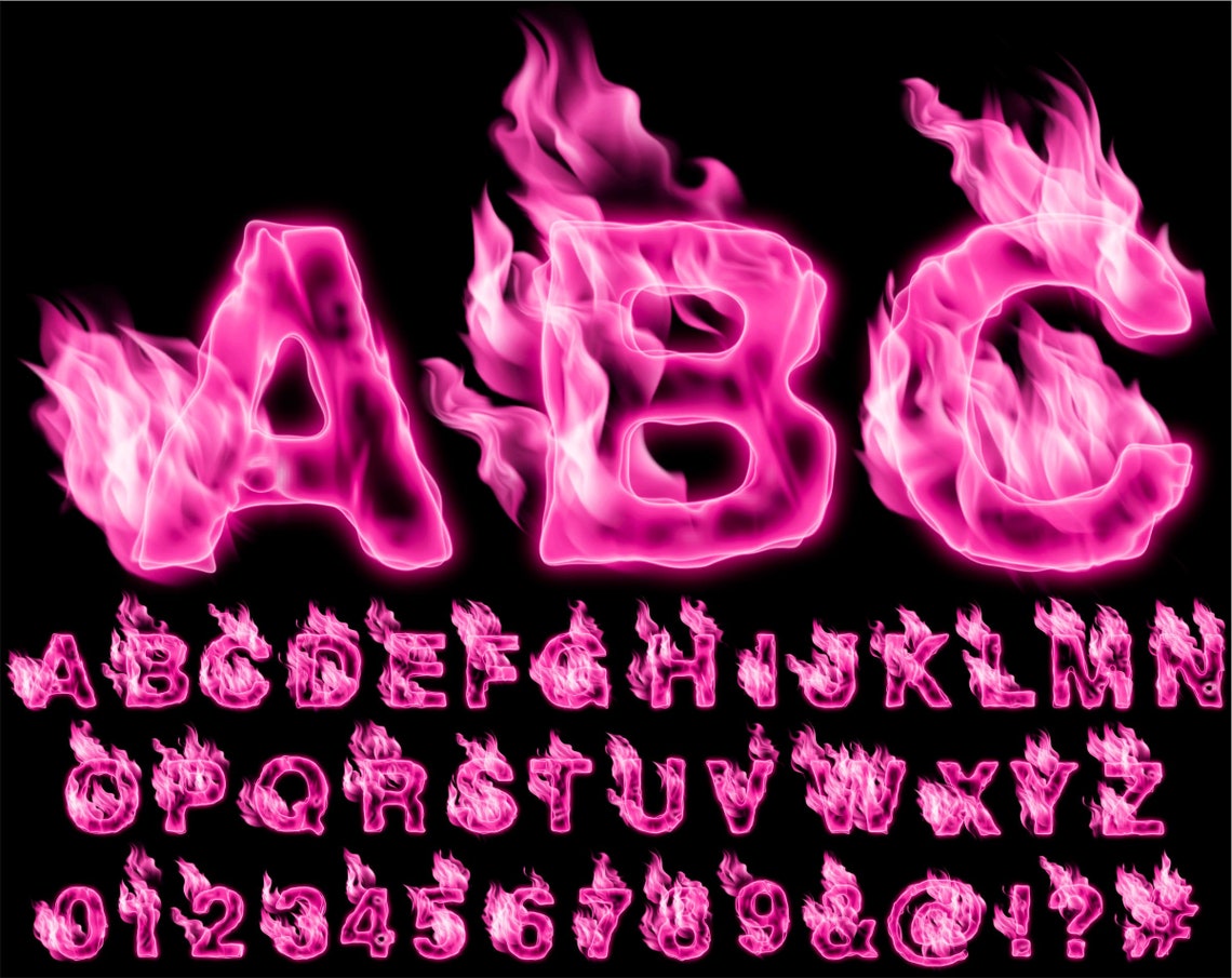 Pink Fire PNG Letters Transparent Background Flame Alphabet - Etsy