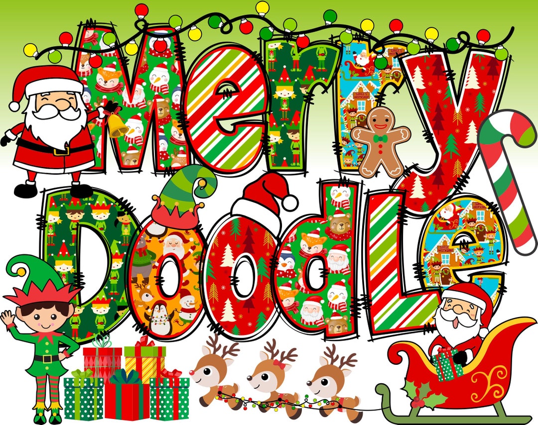 Christmas Alphabet PNG, Christmas Letters, Christmas Doodle, PNG ...