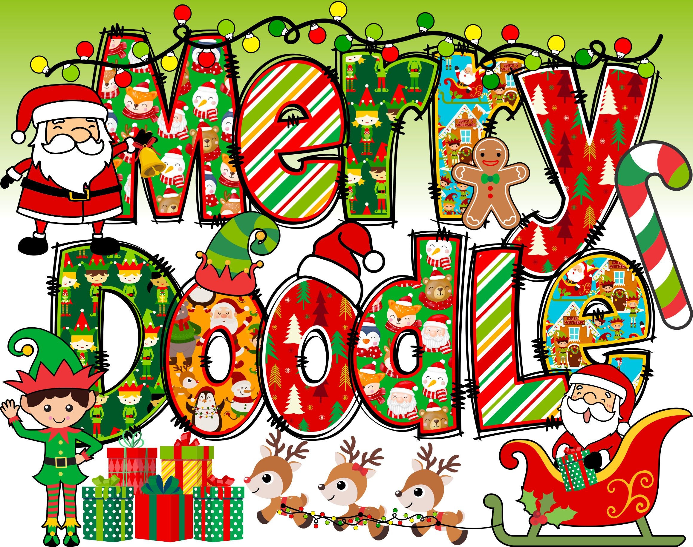Christmas Alphabet PNG, Christmas Letters, Christmas Doodle, PNG ...