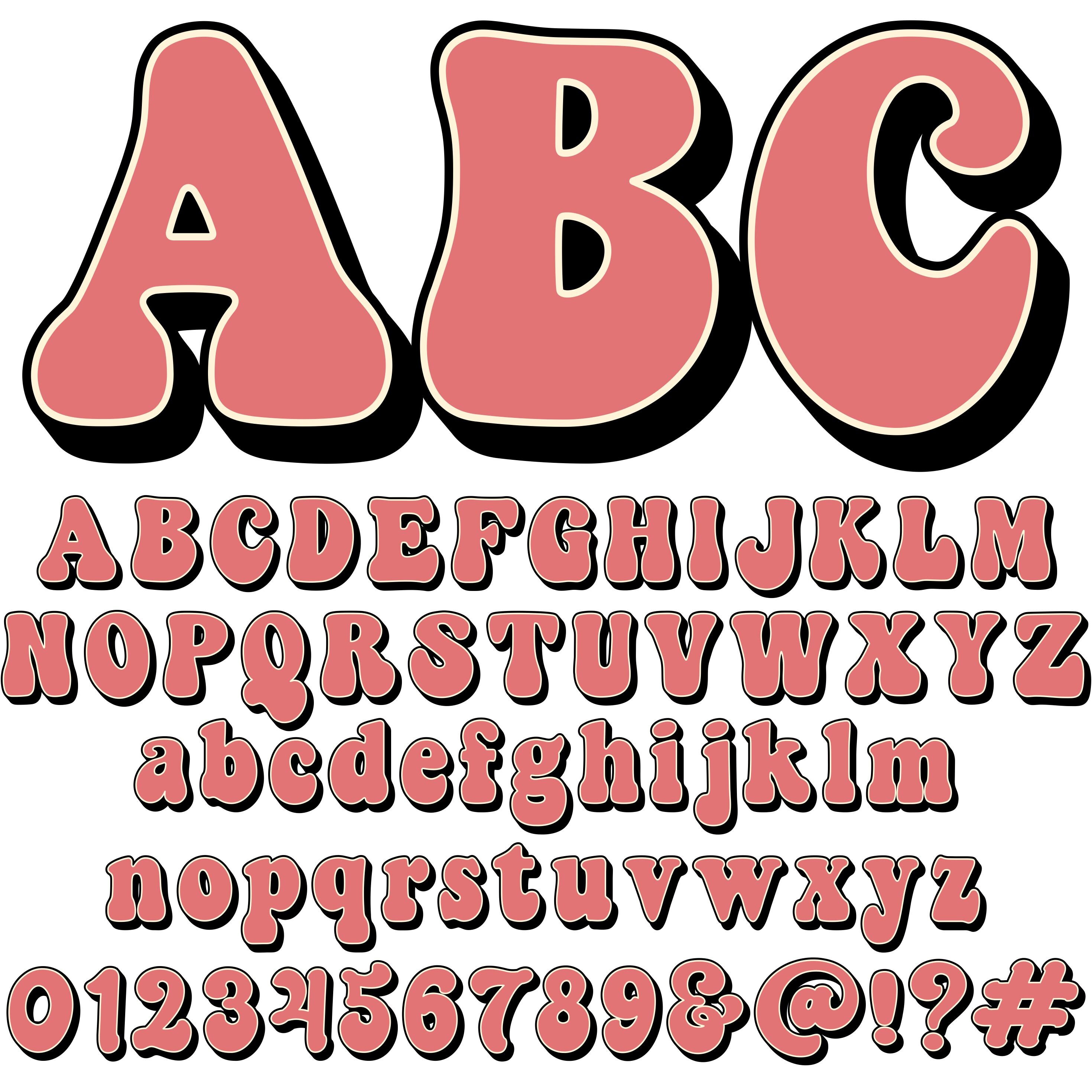 Groovy Alphabet PNG Retro Boho Letters Retro Doodle Groovy - Etsy