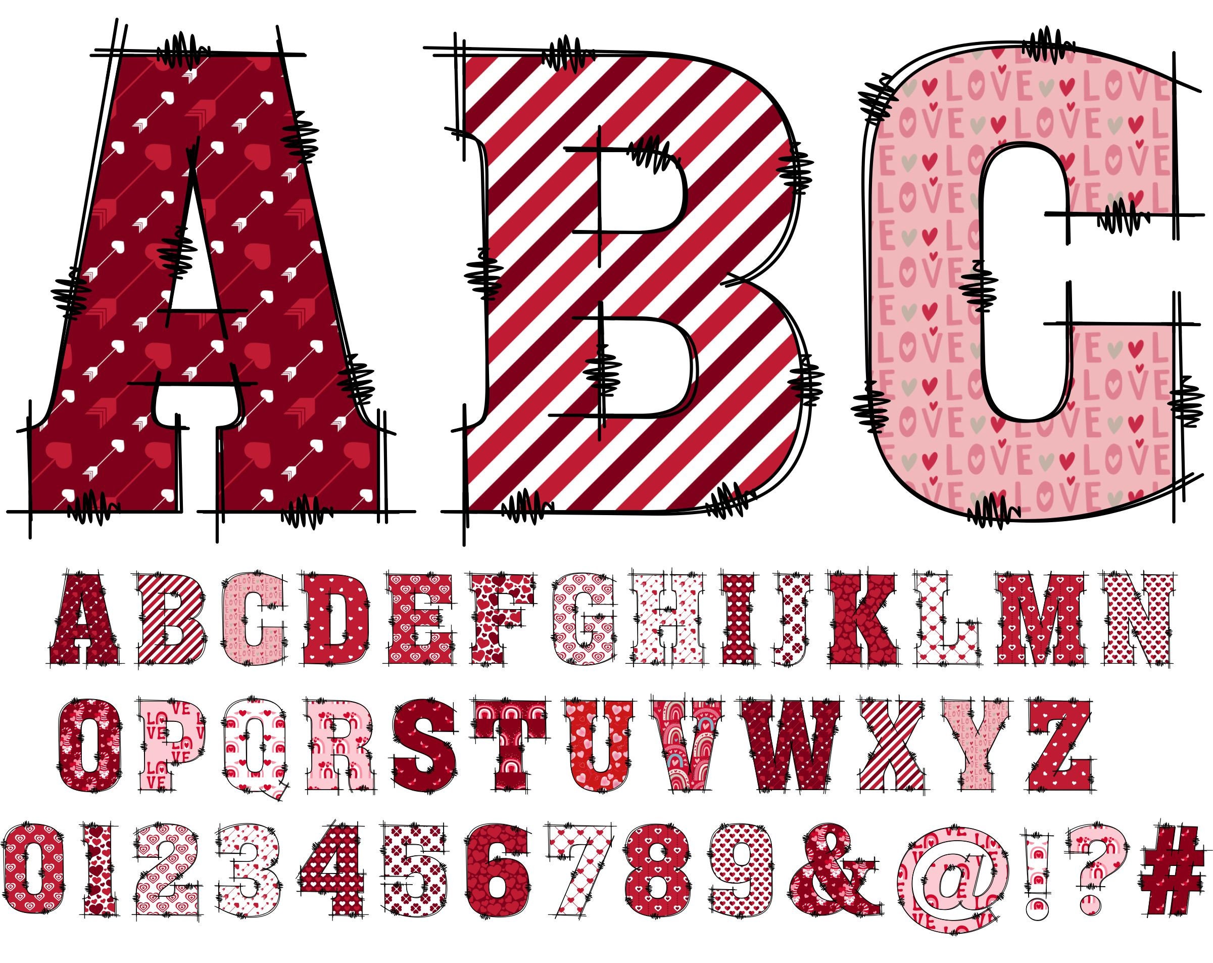 Valentine's Day Alphabet PNG Love Alphabet Clip Art PNG | Etsy