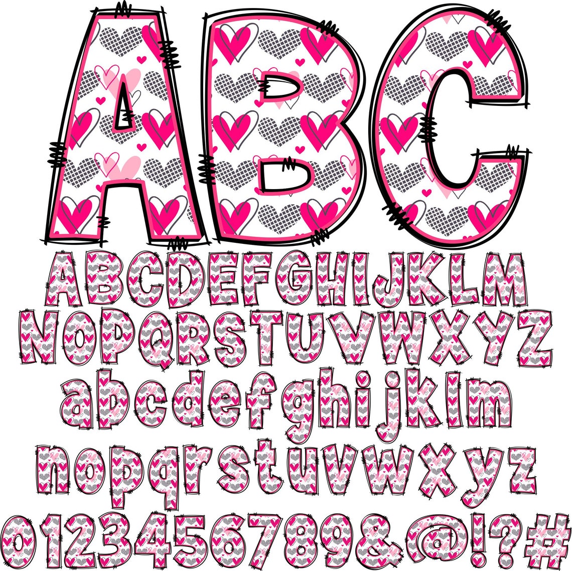 Valentine's Day Alphabet PNG Valentines Letters - Etsy