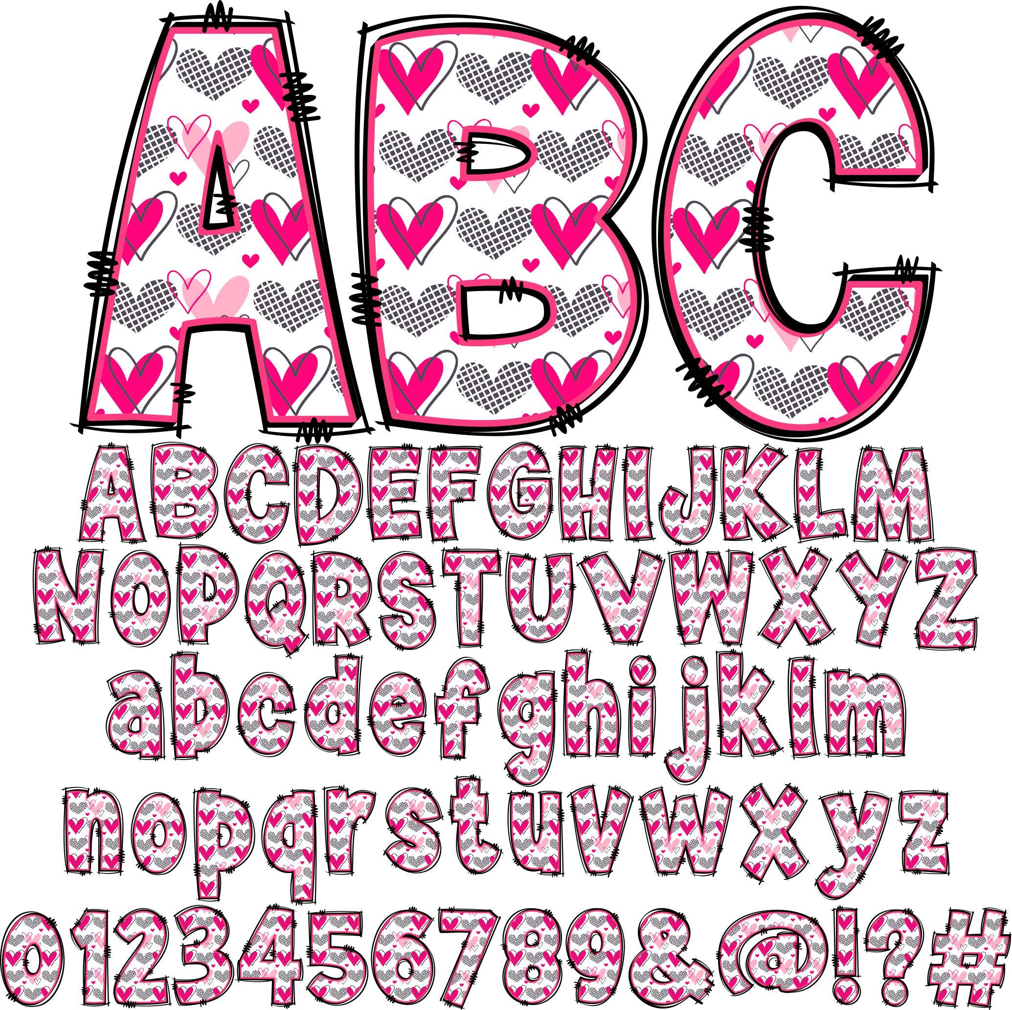 Valentine's Day Alphabet PNG, Valentines Letters, Valentines Doodle ...