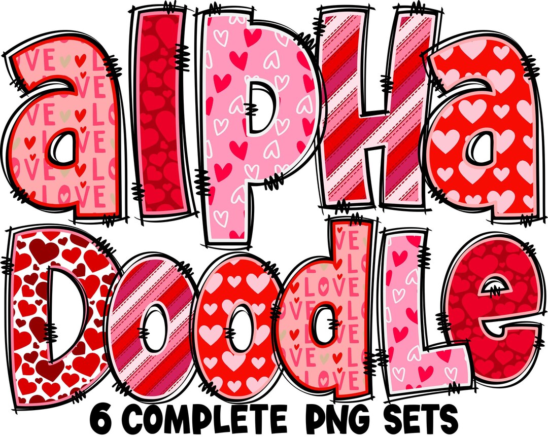 Valentine's Day Alphabet PNG, Valentines Letters, Valentines Doodle ...