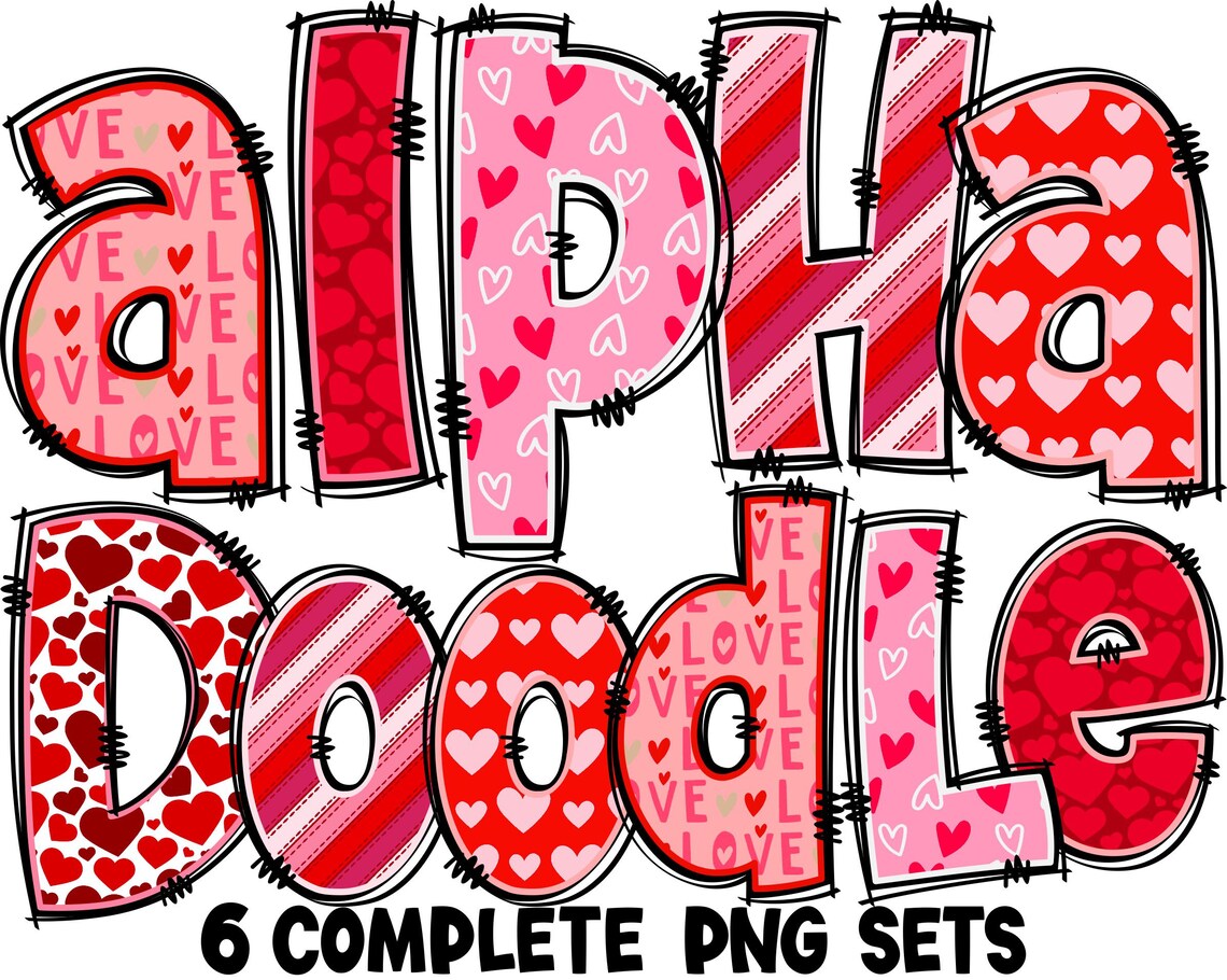 Valentine's Day Alphabet PNG Valentines Letters - Etsy