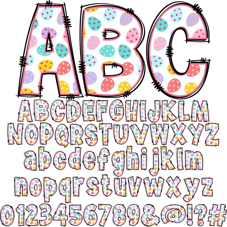 Easter Alphabet PNG Easter Letters Easter Doodle Easter - Etsy