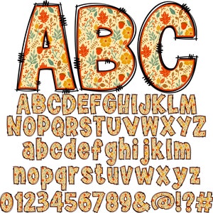 Fall Autumn Letters & Numbers PNG, Alpha Doodle, PNG Letters, Fall ...