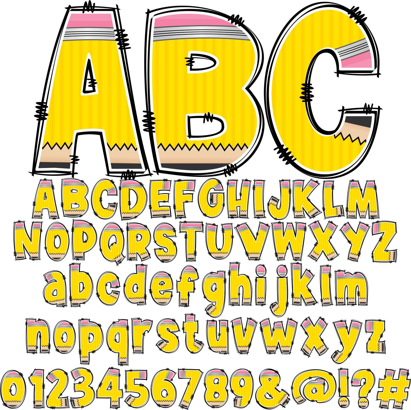 School Letters & Numbers PNG, Alpha Doodle, PNG Letters, Doodle Letters ...