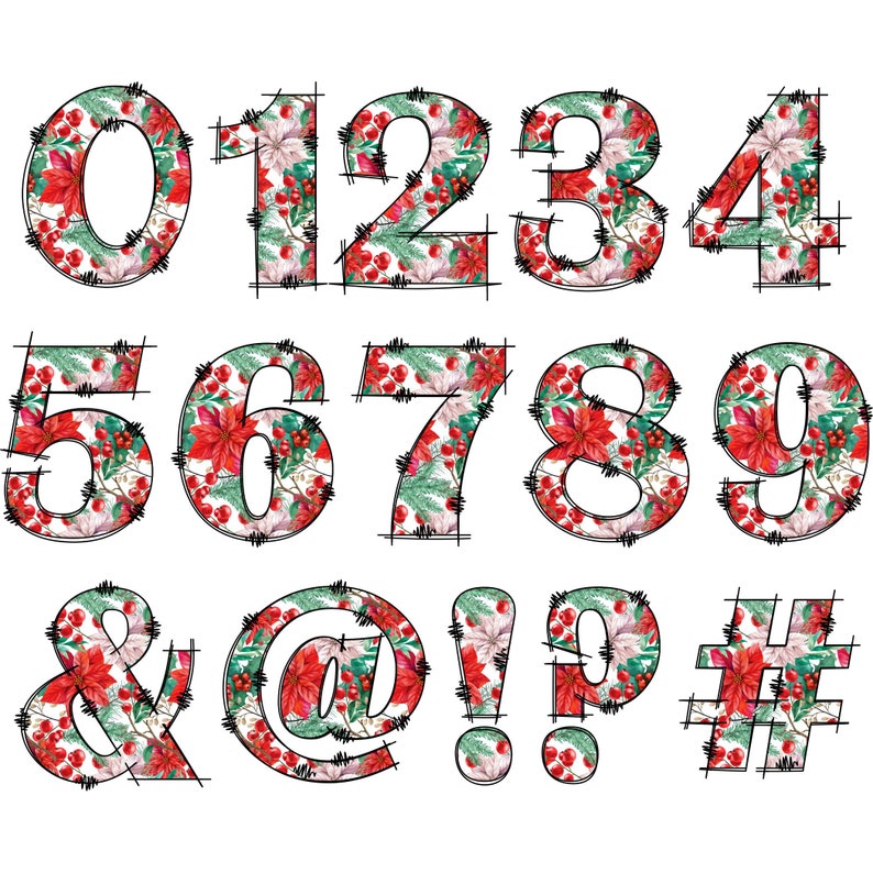 Christmas Clipart Letters PNG Red Flower Alphabet Clip Art - Etsy