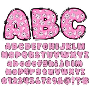 BUNDLE Spring Floral Alphabet PNG, Chubby Alpha Doodle, Doodle Flowers ...