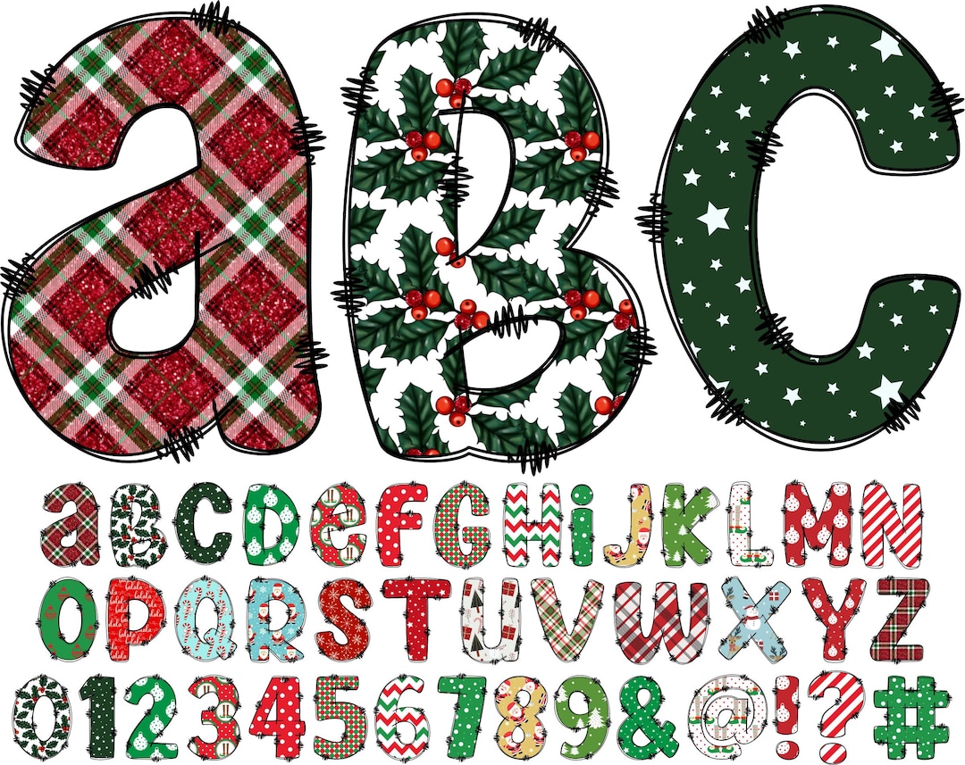 Christmas Clipart Alphabet PNG, Classic Wrapping Paper Alphabet Clip ...