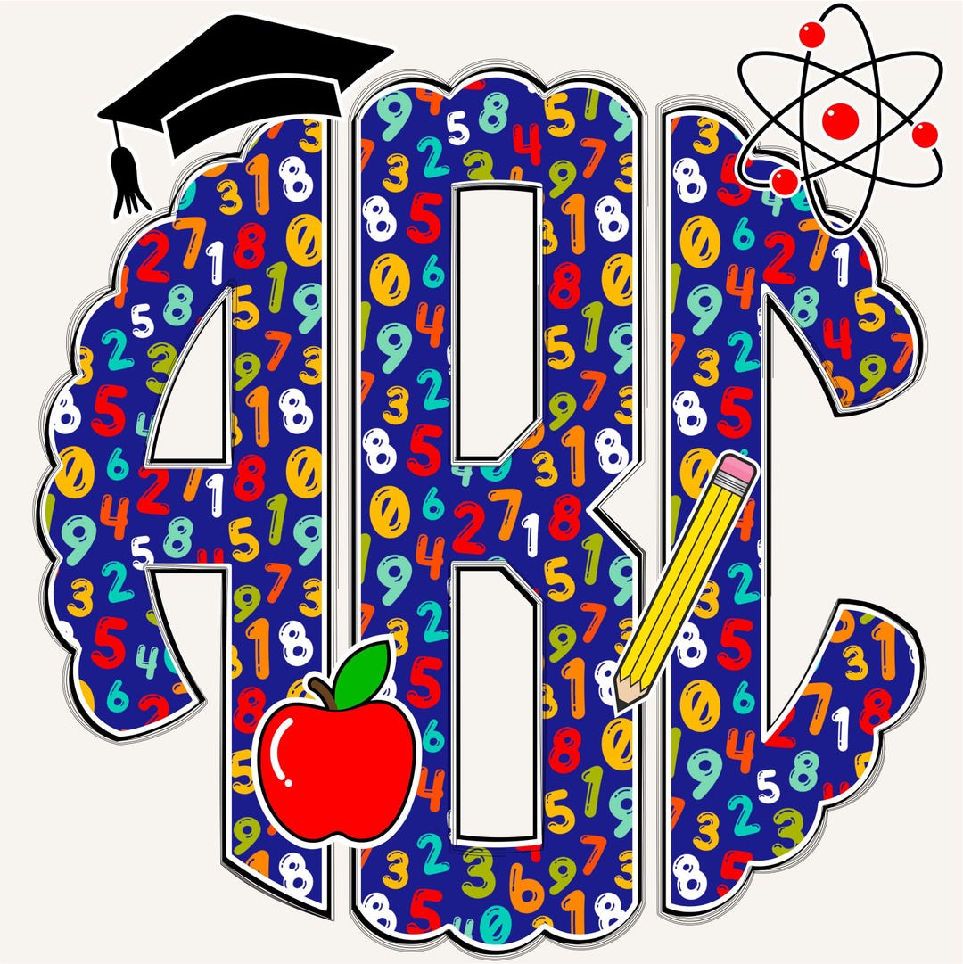 School Circle Scalloped Monogram PNG, Circle Monogram, Scalloped ...