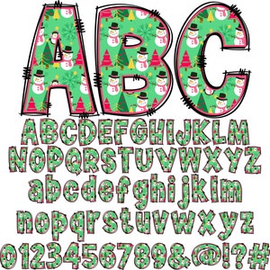 Pink Christmas Alphabet PNG, Christmas Letters, Christmas Doodle, PNG ...