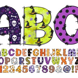 Halloween Clipart Alphabet PNG, Doodle Purple Green, Transparent PNG ...