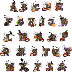 Halloween Clipart Alphabet PNG, Watercolor Alphabet, PNG Letters ...