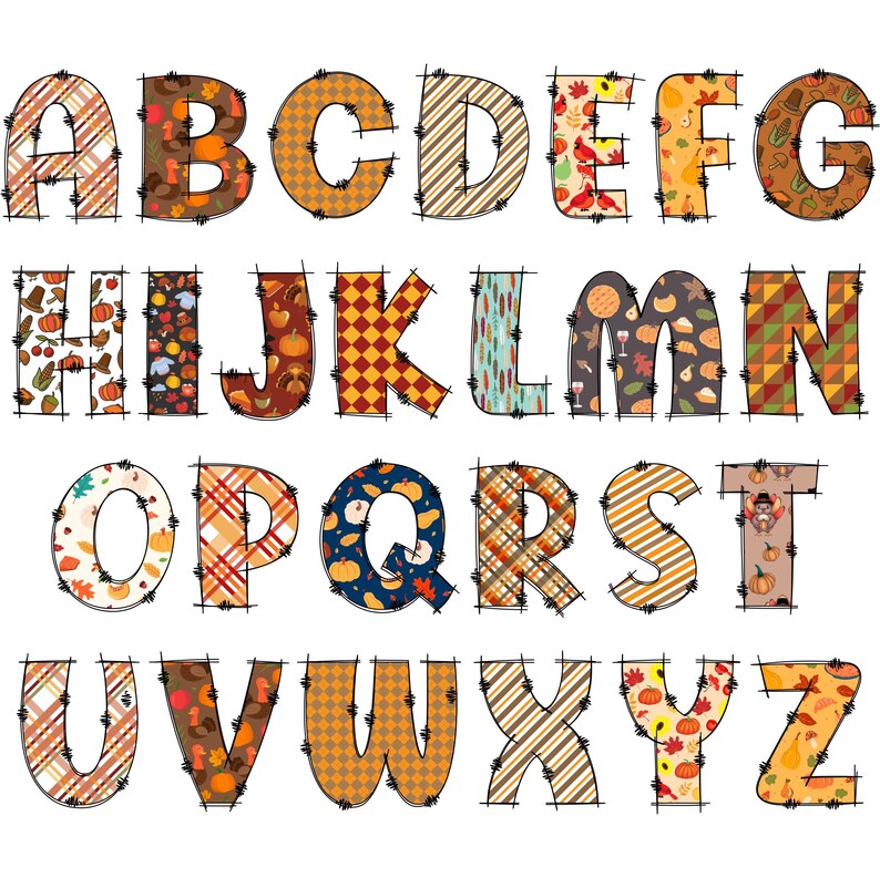 Thanksgiving Clipart Alphabet PNG Watercolor Clip Art - Etsy