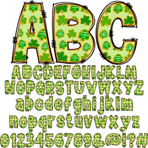 St Patrick's Day Letters PNG, Shamrock Alphabet, Alpha Doodle, Irish ...