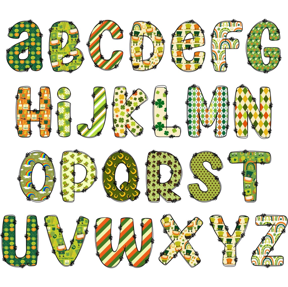 St Patrick's Day Letters PNG Shamrock Alphabet Clip Art | Etsy