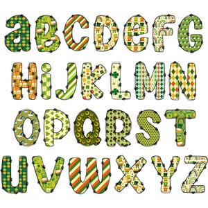 St Patrick's Day Letters PNG, Shamrock Alphabet Clip Art, Irish Doodle ...