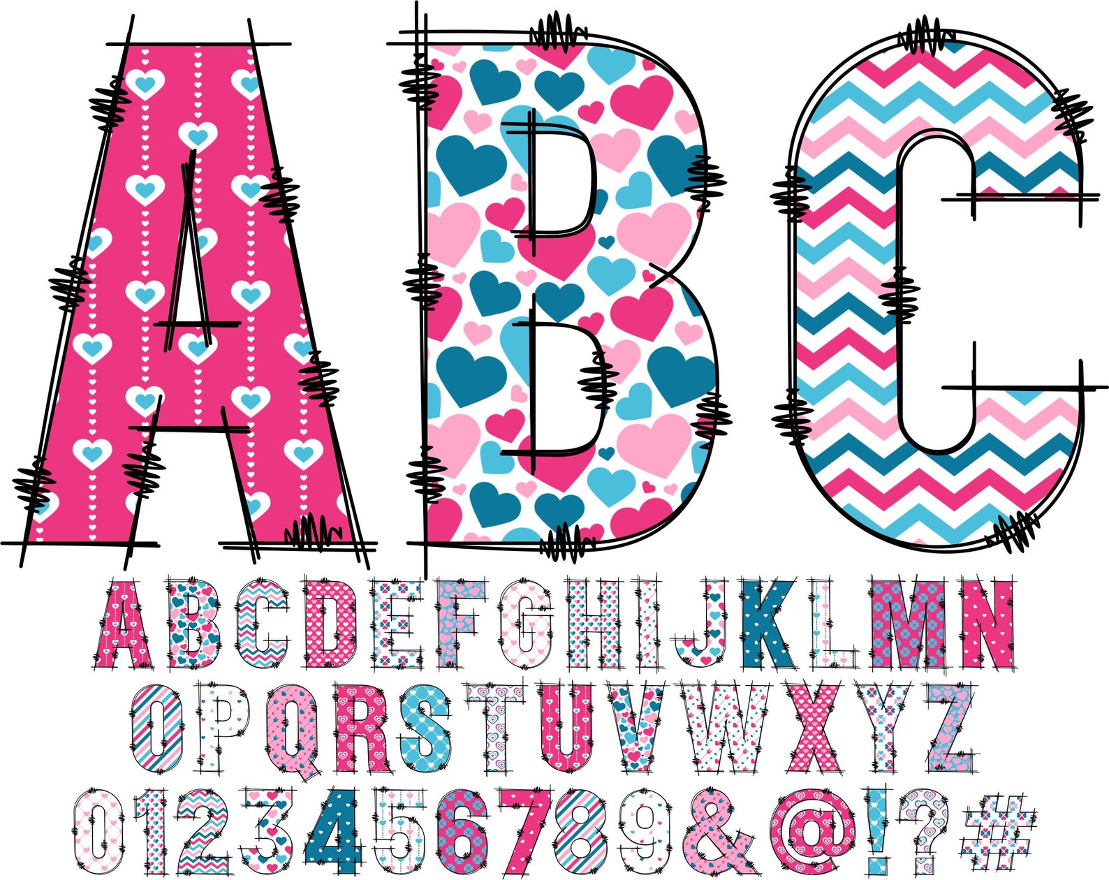 Valentine's Day Letters PNG Love Letters Clip Art PNG | Etsy