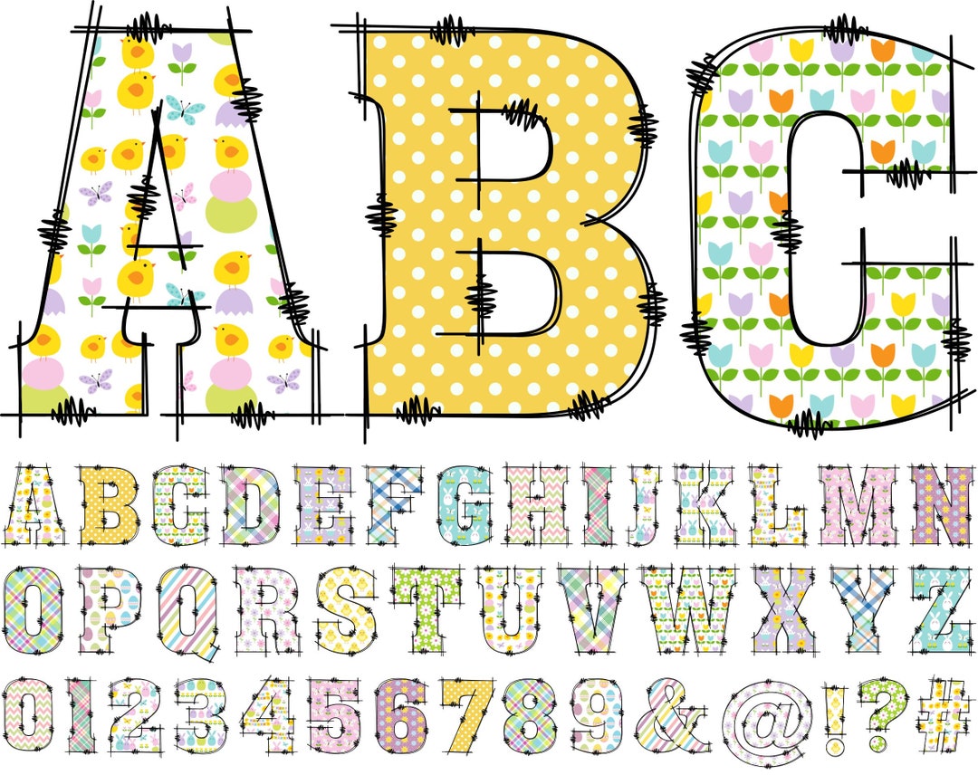 Easter Alphabet PNG, Alphabet Clip Art, PNG, Doodle Easter, Doodle ...