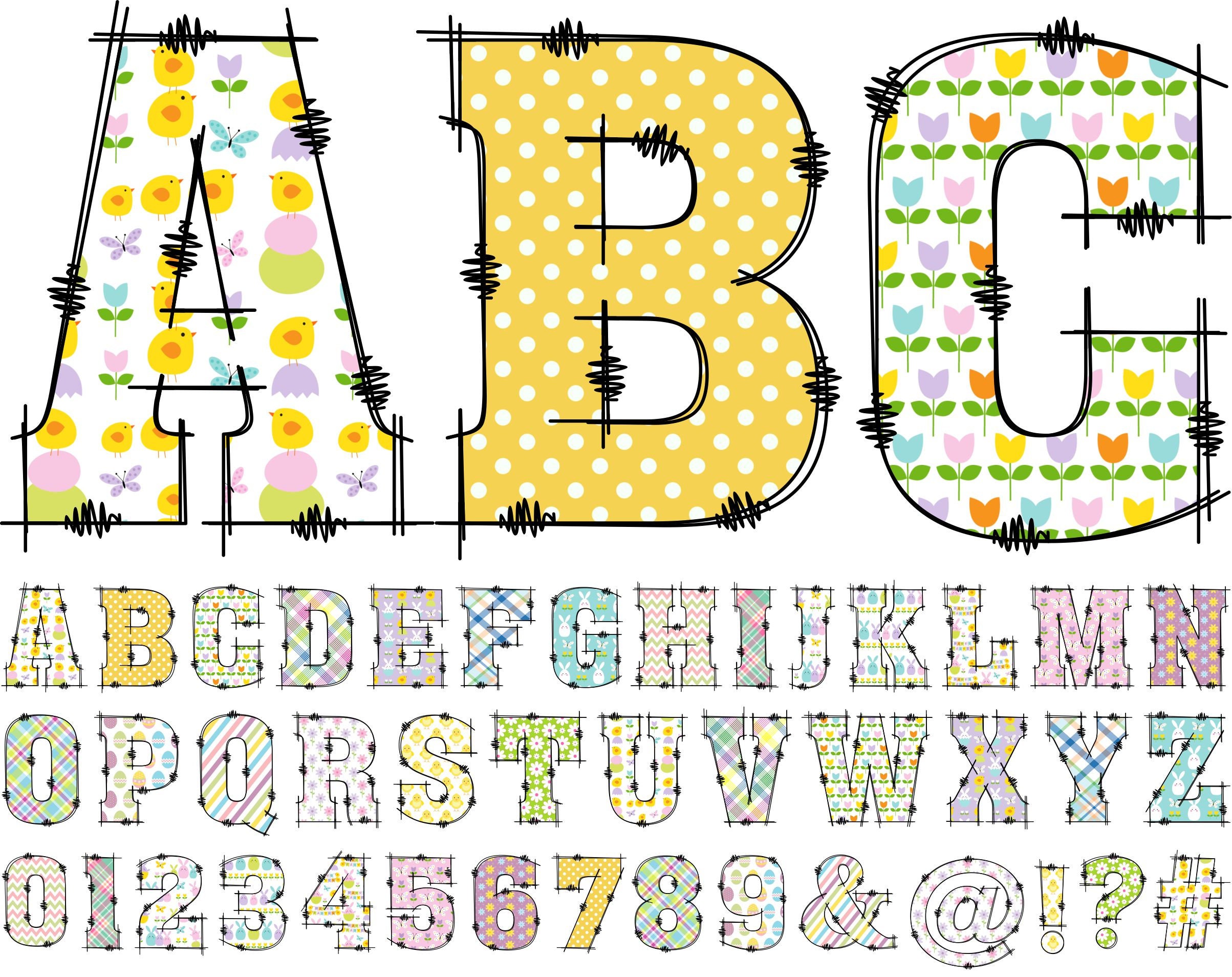 Easter Alphabet PNG Alphabet Clip Art PNG Doodle Easter | Etsy