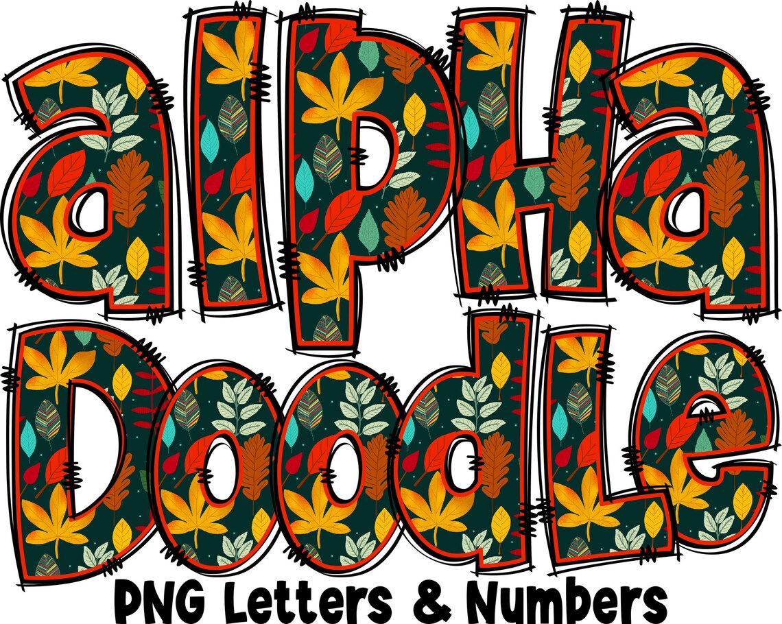 Fall Autumn Letters & Numbers PNG, Alpha Doodle, PNG Letters, Fall ...