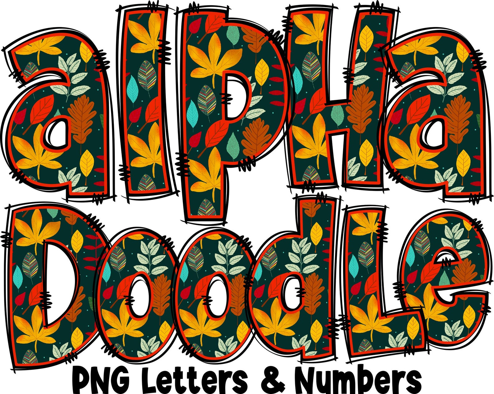 Fall Autumn Letters & Numbers PNG Alpha Doodle PNG Letters - Etsy