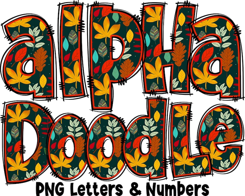 Fall Autumn Letters & Numbers PNG Alpha Doodle PNG Letters - Etsy