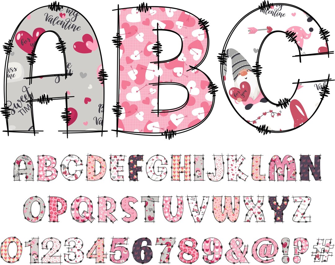 Valentine's Day Letters PNG, Love Alphabet Clip Art, PNG, Doodle ...