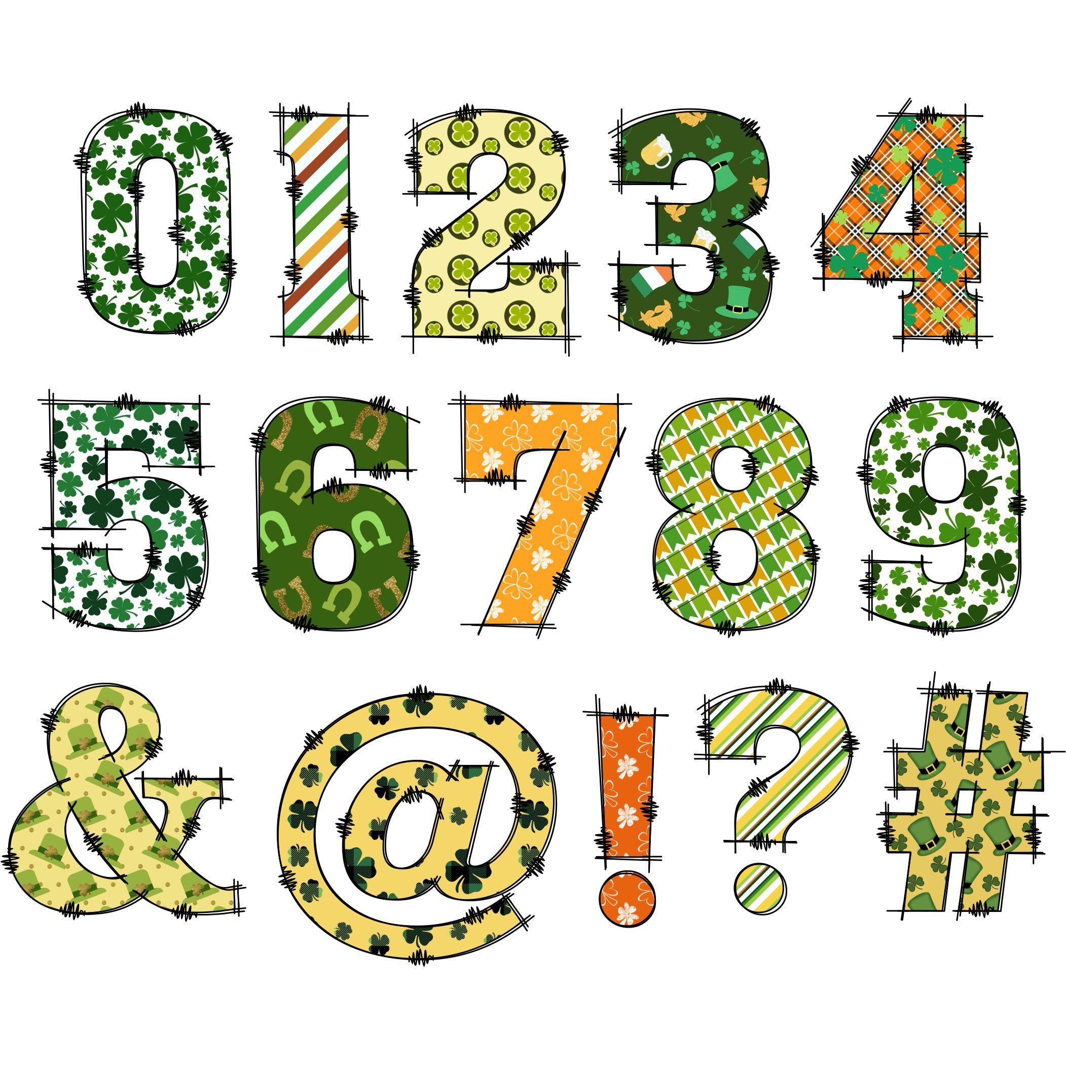 St Patrick's Day Letters PNG Shamrock Alphabet Clip Art - Etsy