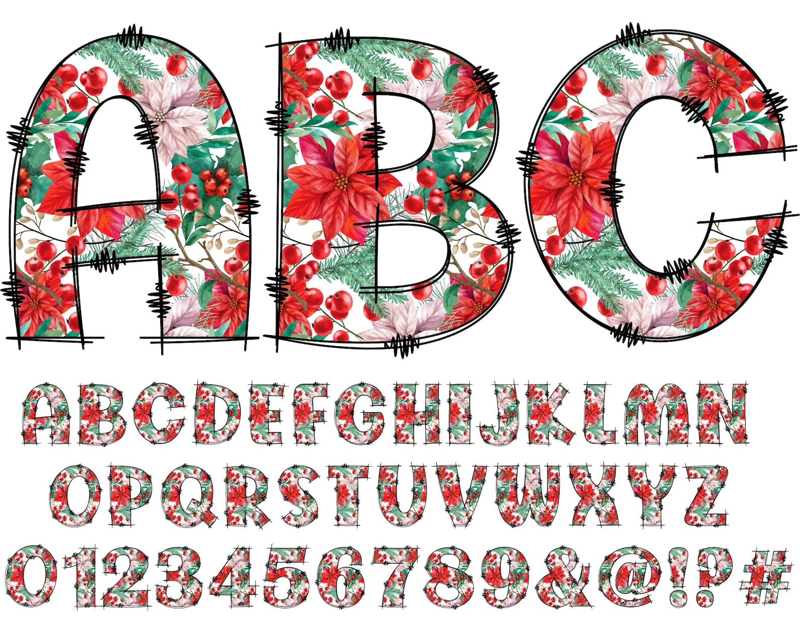 Christmas Clipart Letters PNG Red Flower Alphabet Clip Art - Etsy