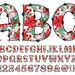 Christmas Clipart Letters PNG, Red Flower Alphabet, Doodle Holidays ...
