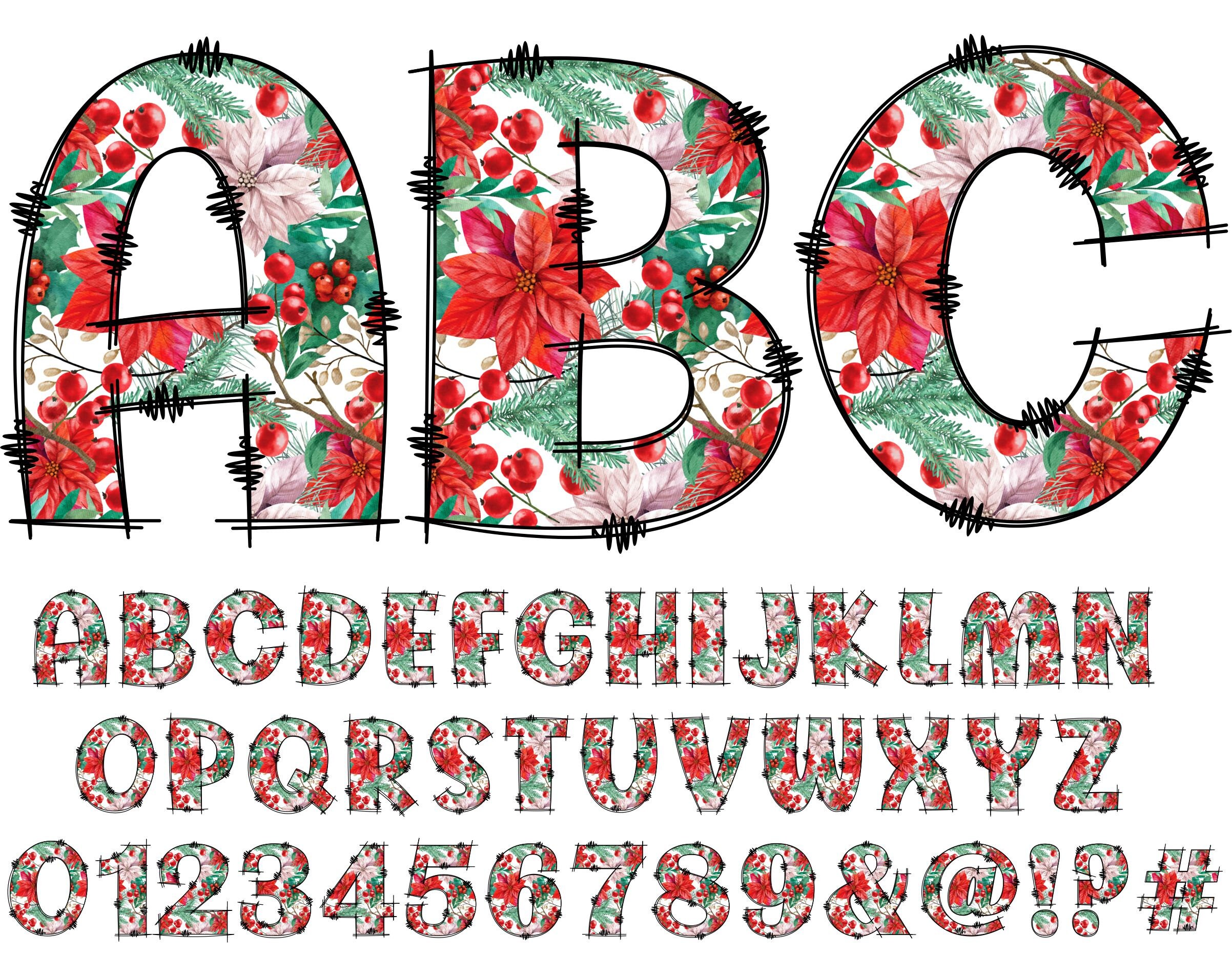 Christmas Clipart Letters PNG Red Flower Alphabet Clip Art - Etsy