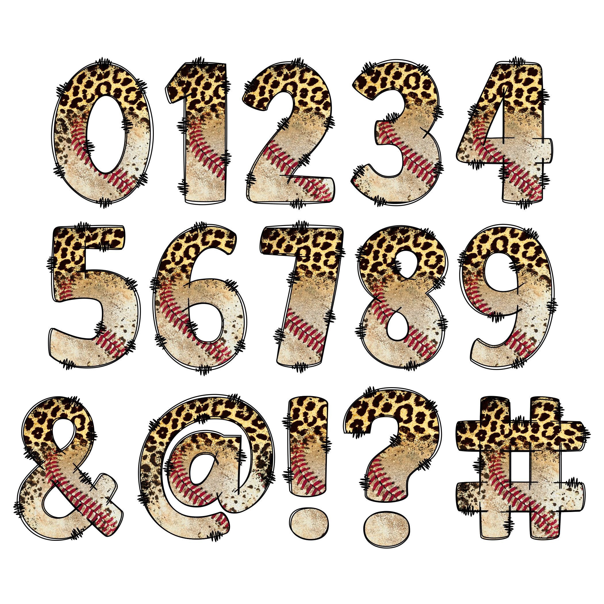 Baseball Letters PNG Leopard Doodle Alpha PNG Stitching - Etsy