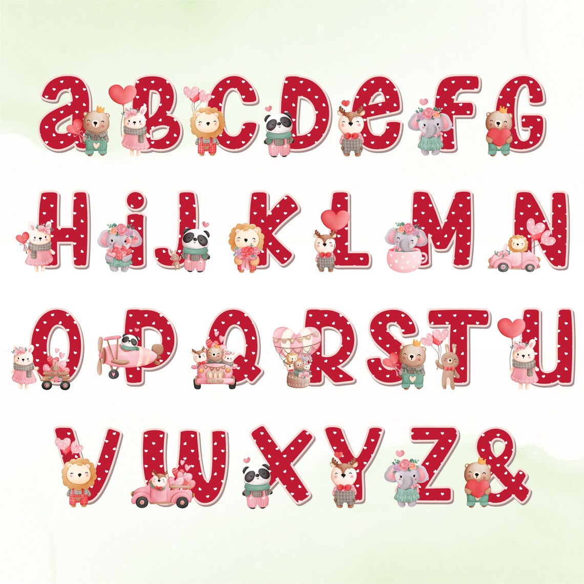 Valentine's Day Letters PNG Love Alphabet Clip Art PNG - Etsy
