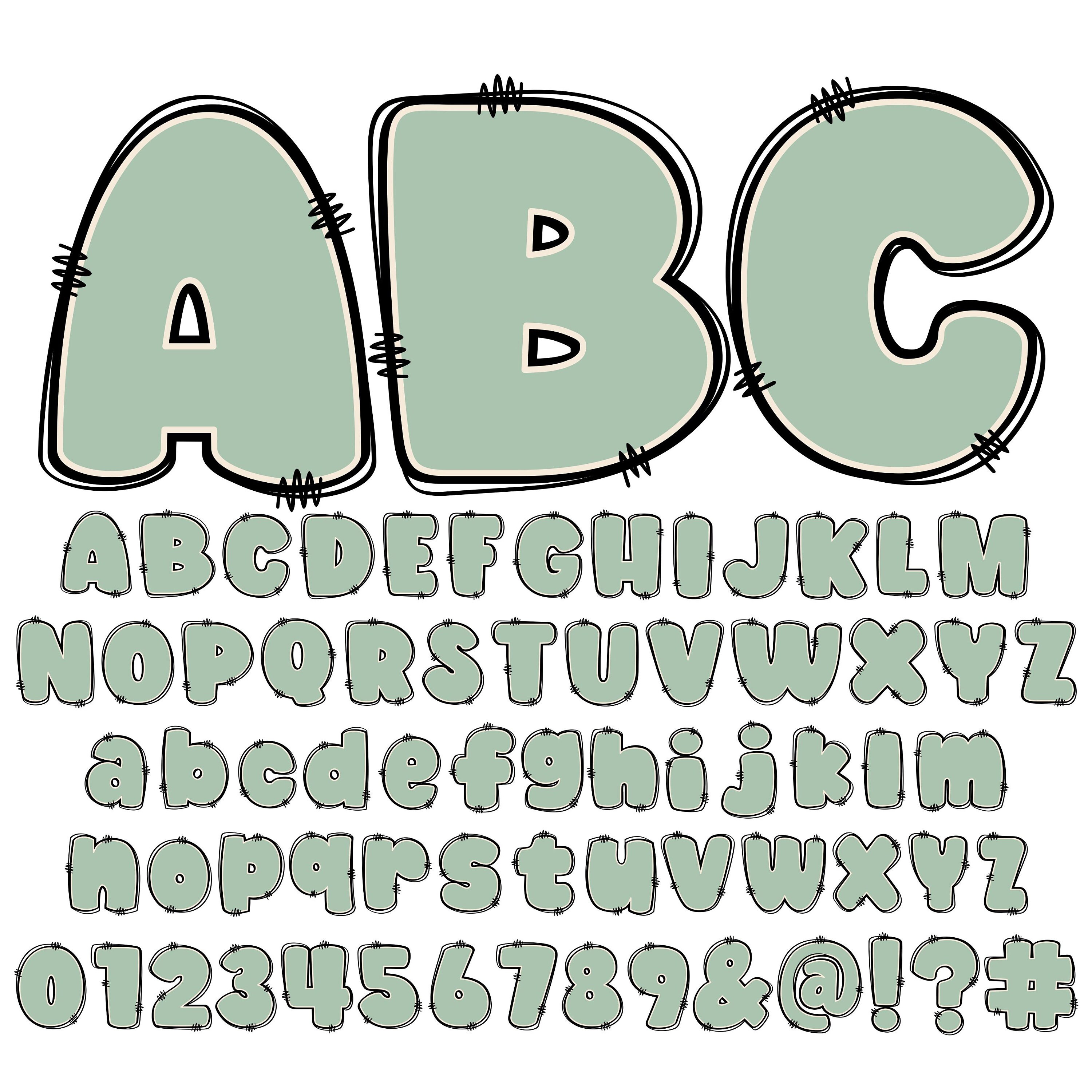 BUNDLE Retro Boho Floral Alphabet PNG Chubby Alpha Doodle - Etsy