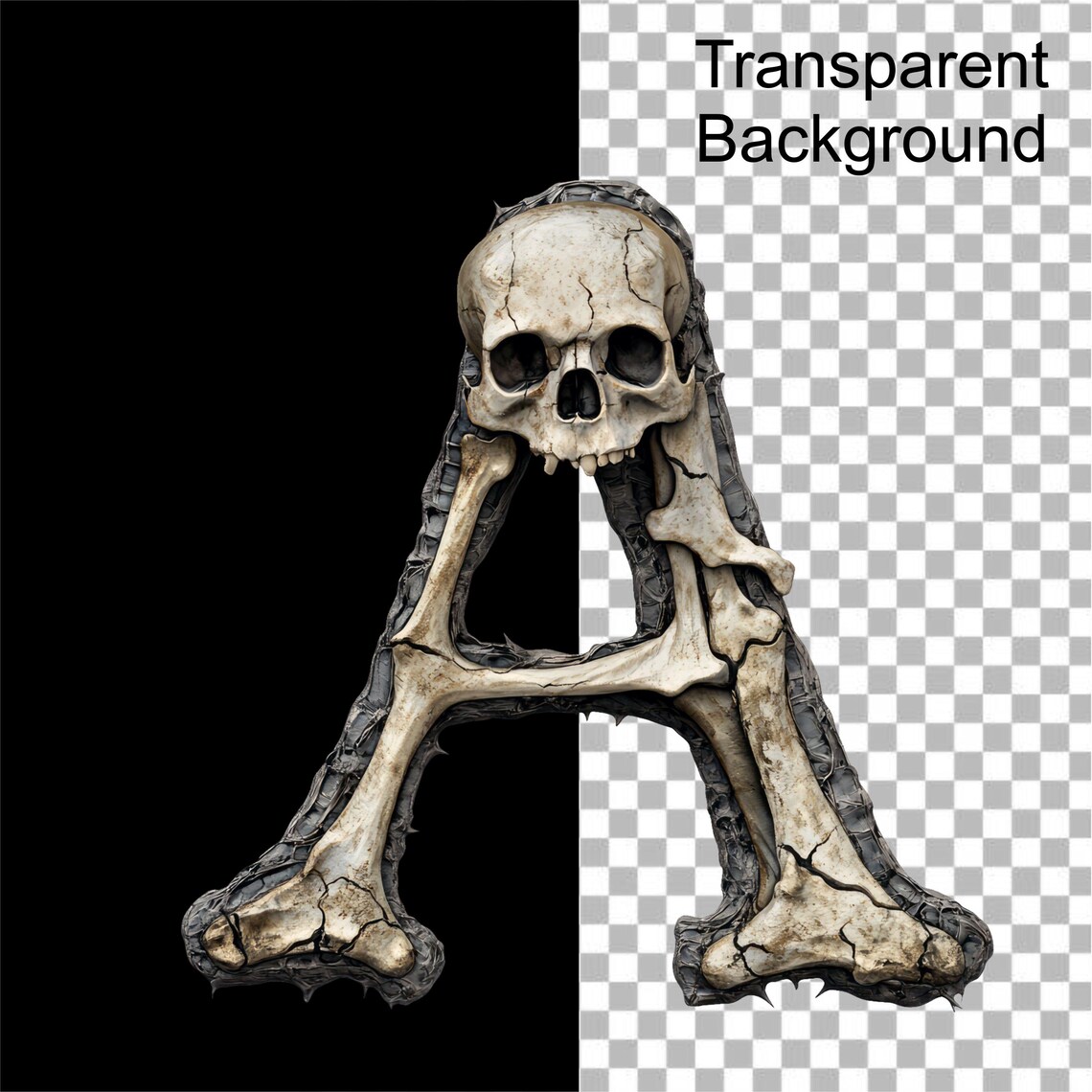 Halloween Bones Alphabet PNG, Skull Alphabet Clip Art, Transparent PNG ...