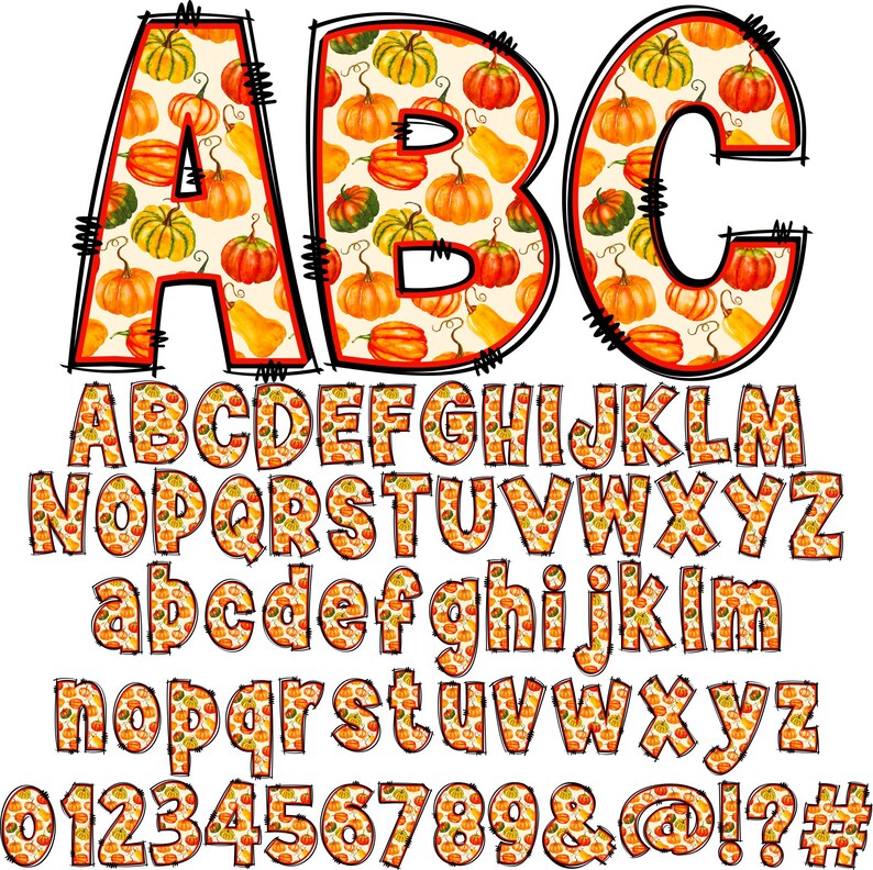 Fall Autumn Letters & Numbers PNG Alpha Doodle PNG Letters - Etsy