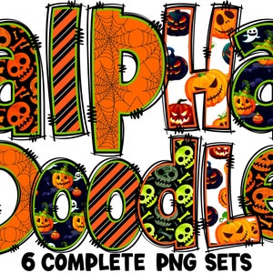BUNDLE Halloween Alphabet PNG, Halloween, Halloween Day, Alpha Doodle ...