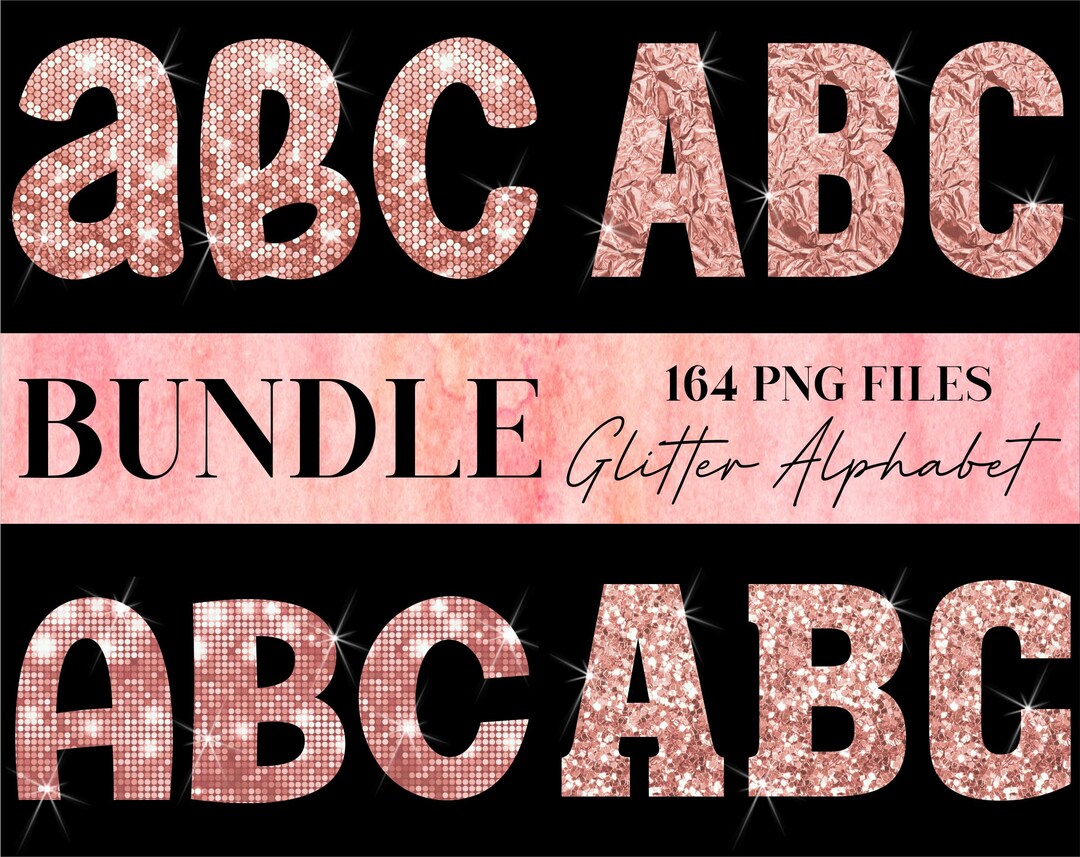 Bundle PNG Rose Gold Glitter Letters, Sparkle Clip Art, Letters ...