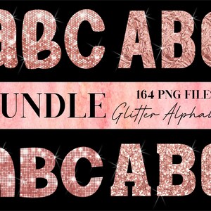 Bundle PNG Rose Gold Glitter Letters, Sparkle Clip Art, Letters ...