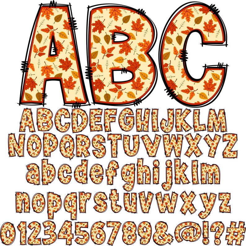 BUNDLE Autumn Fall Alphabet PNG Fall Alpha Doodle PNG - Etsy