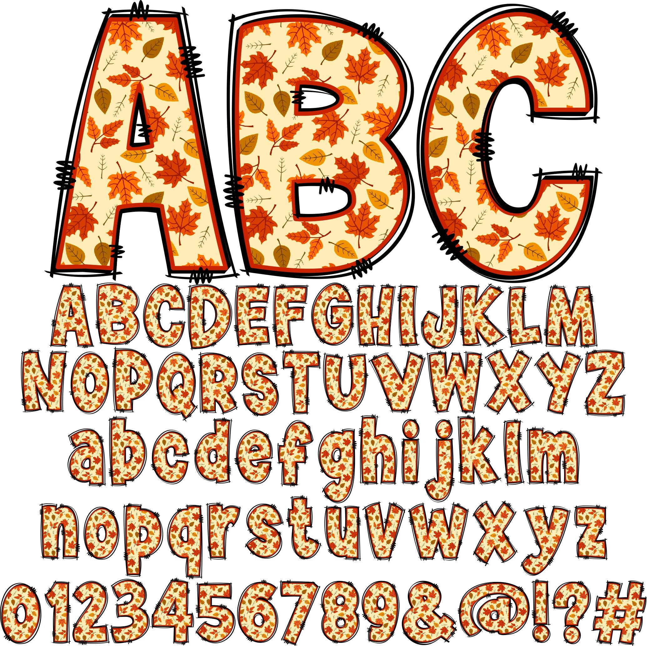 BUNDLE Autumn Fall Alphabet PNG Fall Alpha Doodle PNG - Etsy